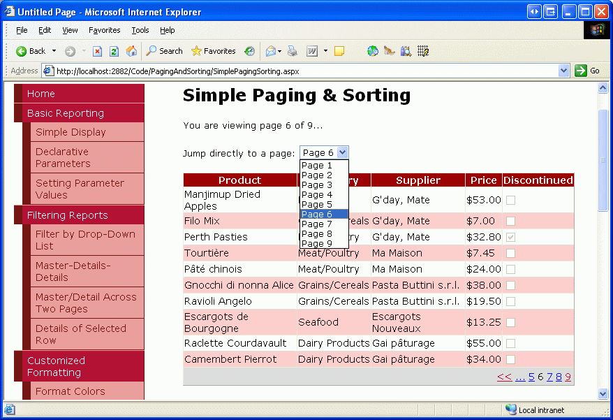 Paging And Sorting Report Data Vb Microsoft Learn