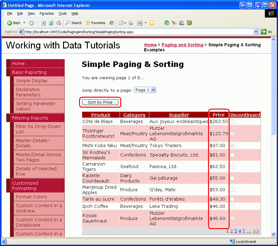 Paging And Sorting Report Data Vb Microsoft Learn