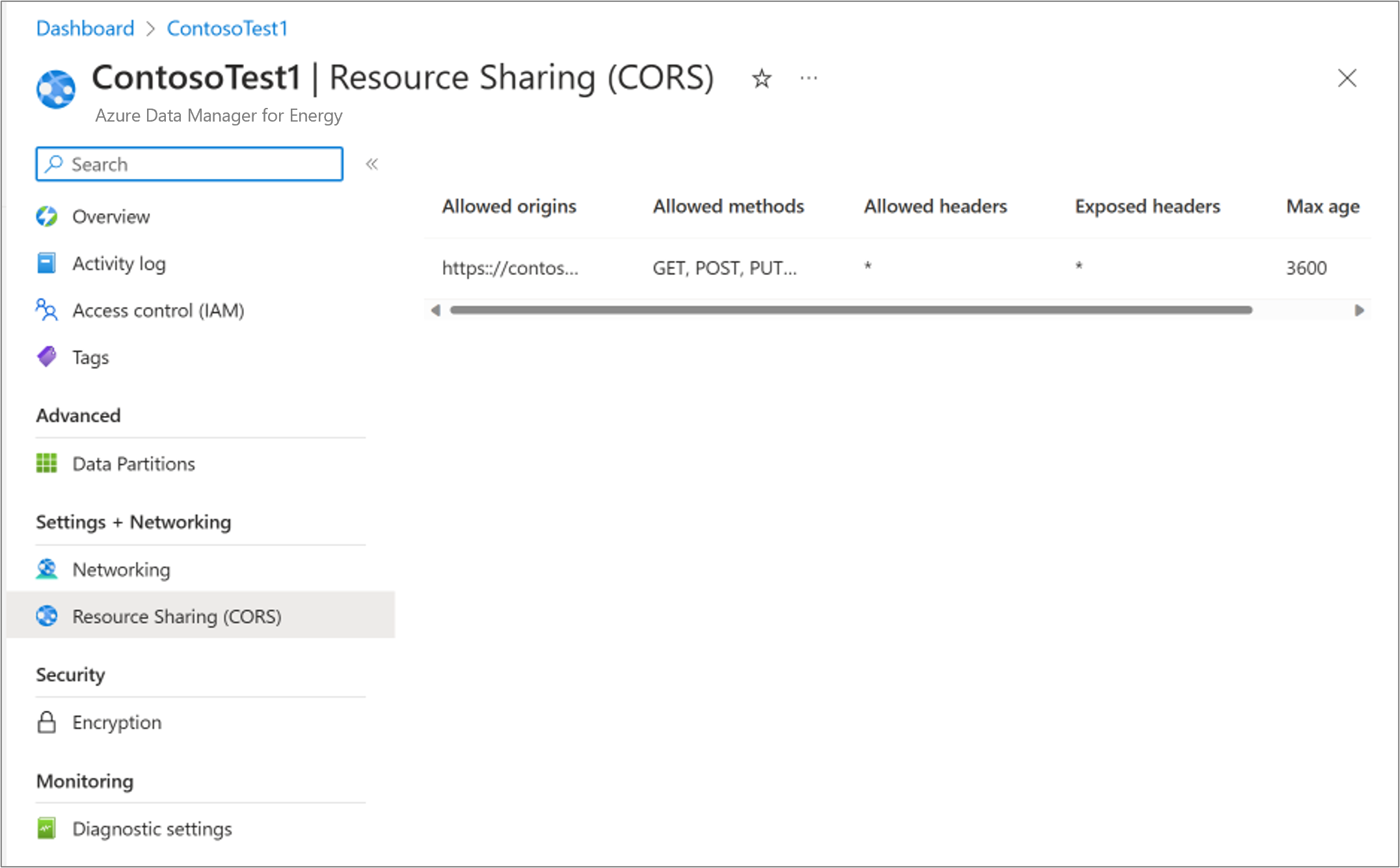 كيفية تمكين Cors Azure Data Manager For Energy Microsoft Learn