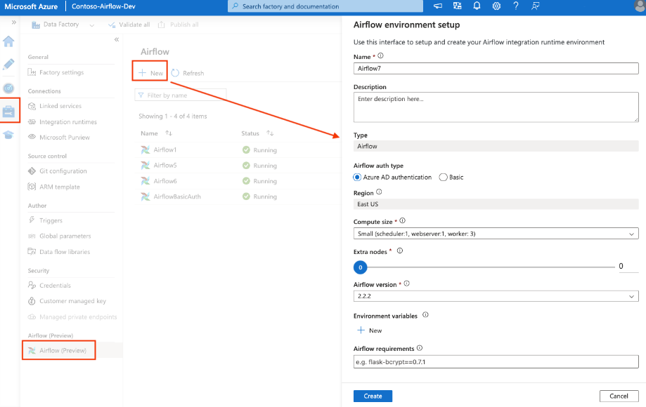 Vytvoření prostředí Managed Airflow - Azure Data Factory | Microsoft Learn Vytvoření prostředí Managed Airflow - Azure Data Factory | Microsoft Learn