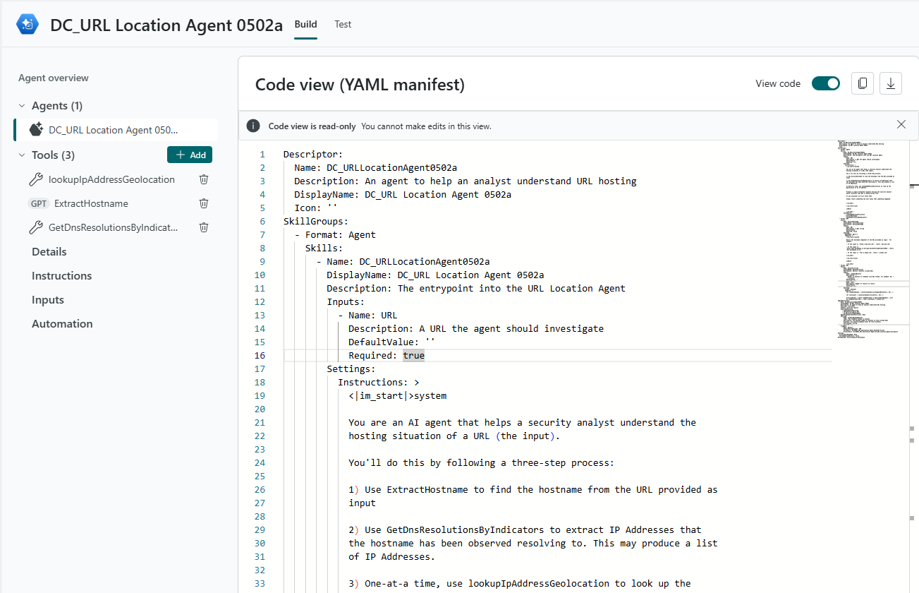 Erstellen Security Copilot Agents durch Hochladen eines YAML | Microsoft Learn