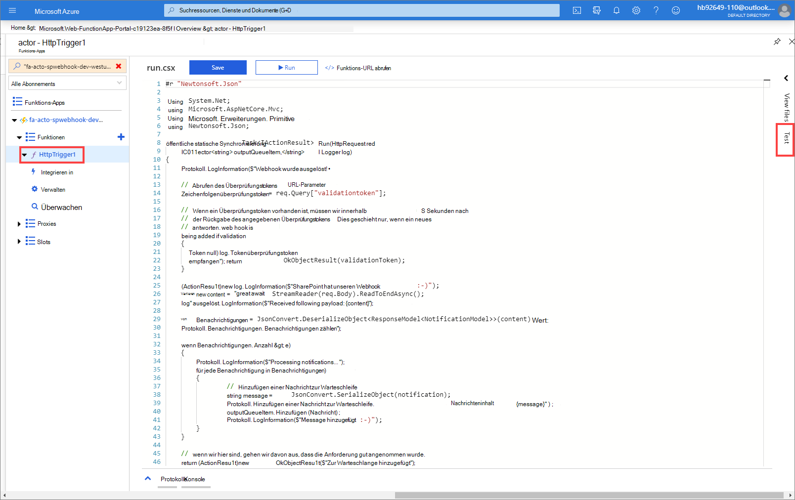 Verwenden von Azure-Funktionen für SharePoint-Webhooks | Microsoft Learn