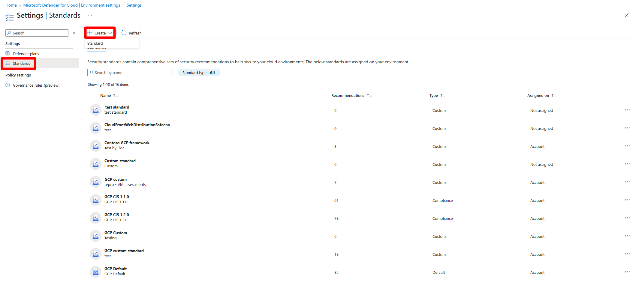 Manage Gcp Assessments And Standards Microsoft Defender For Cloud