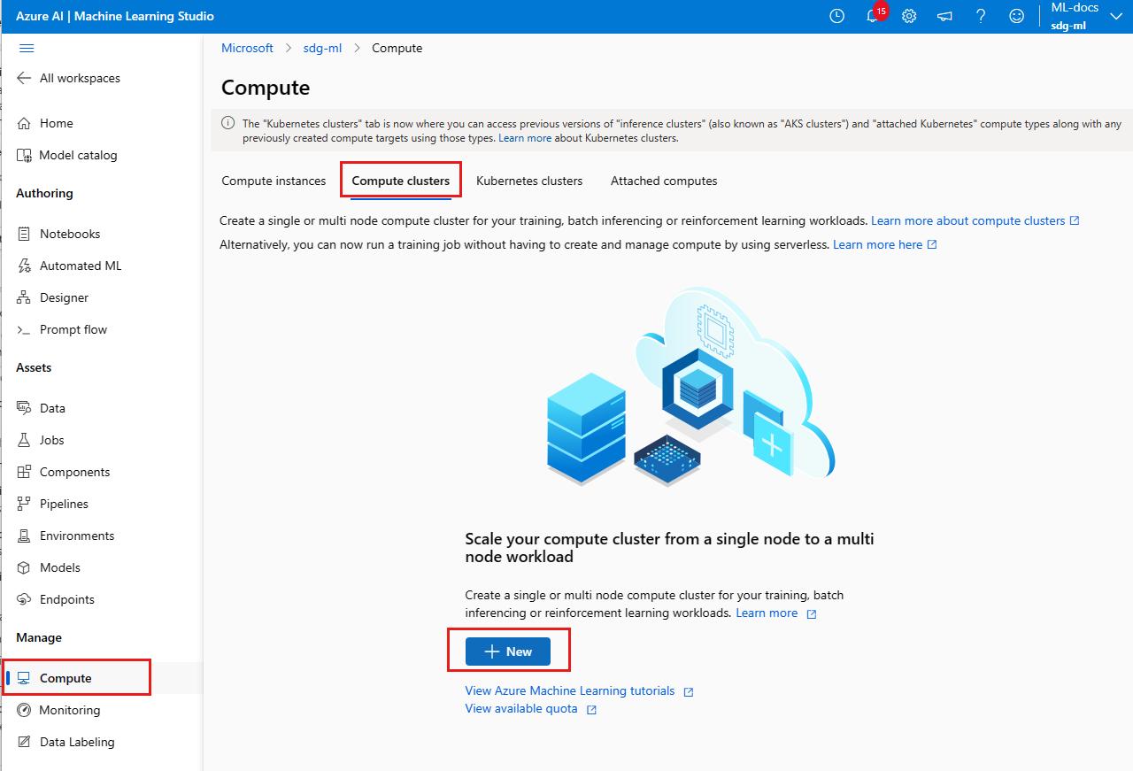 Create compute clusters - Azure Machine Learning | Microsoft Learn Create compute clusters - Azure Machine Learning | Microsoft Learn