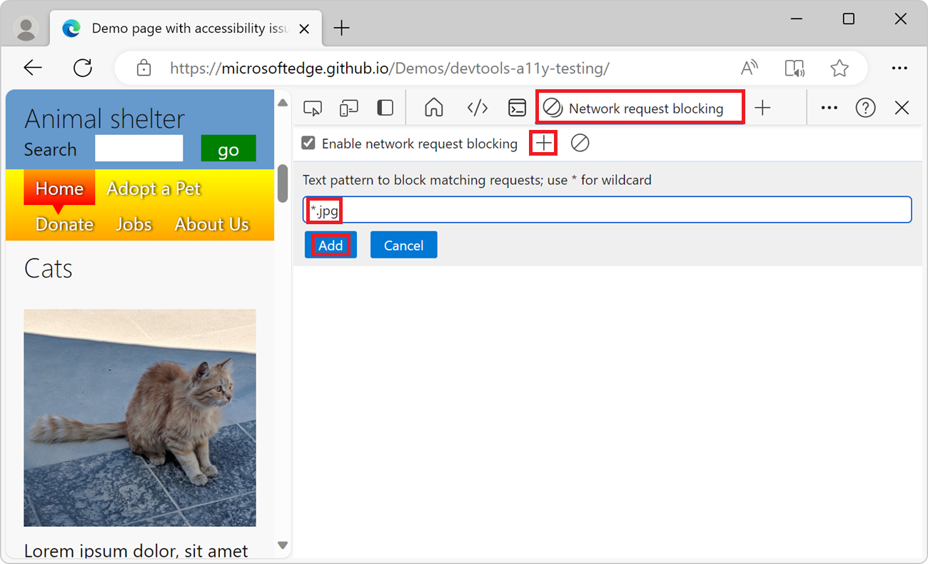 Network request blocking tool - Microsoft Edge Developer documentation ...