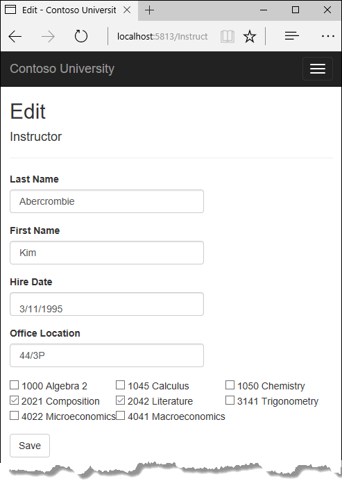 Tutorial Update Related Data Aspnet Mvc With Ef Core Microsoft Learn
