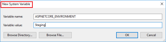 Setting ASPNETCORE_ENVIRONMENT variables system wide for BLUE GREEN ... Setting ASPNETCORE_ENVIRONMENT variables system wide for BLUE GREEN ...
