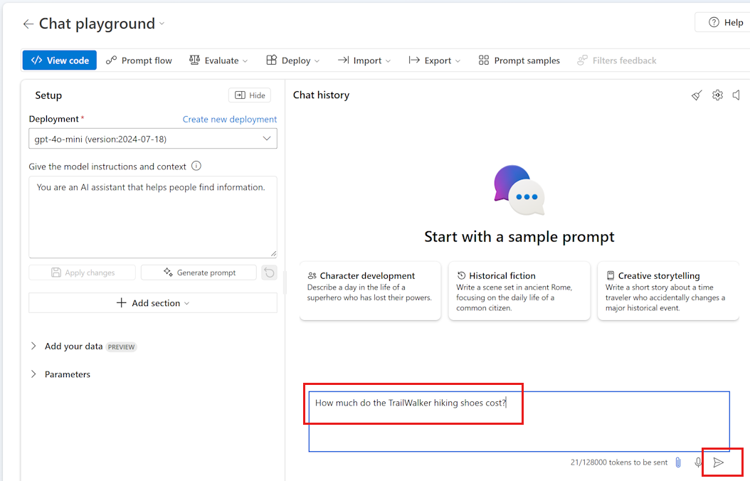 Use The Chat Playground In Azure Ai Foundry Portal Azure Ai Foundry Microsoft Learn