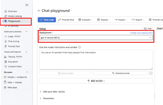 Tutorial Deploy An Enterprise Chat Web App In The Azure Ai Foundry Portal Playground Azure Ai