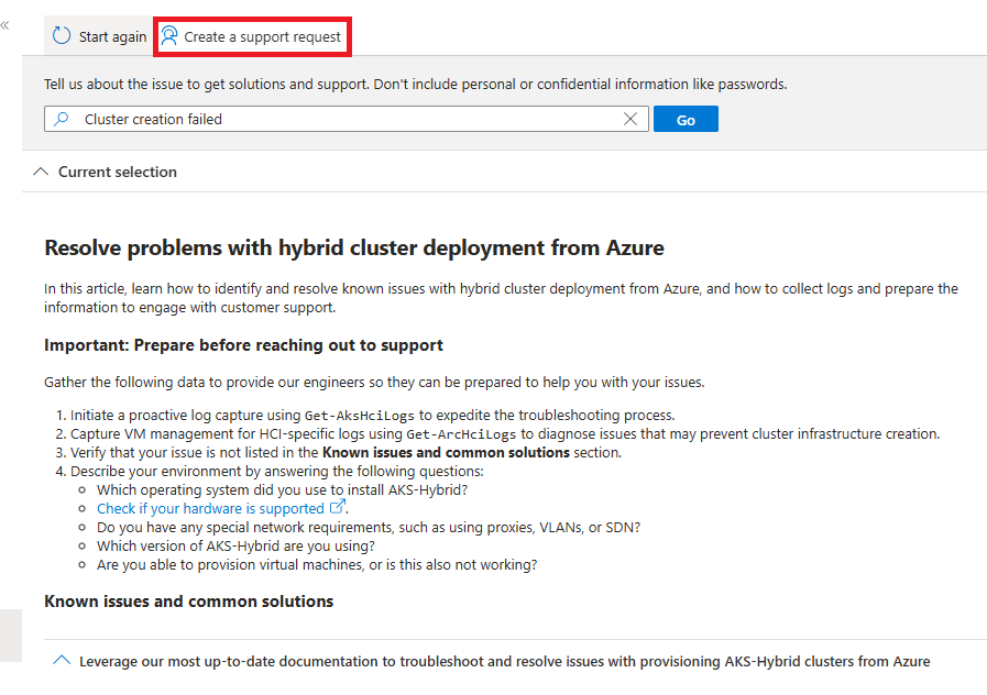 Get Support For Aks On Windows Server Aks Enabled By Azure Arc Microsoft Learn