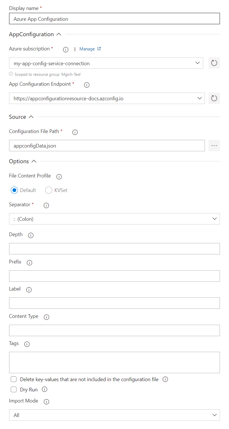 Import Settings To App Configuration With Azure Pipelines Microsoft Learn