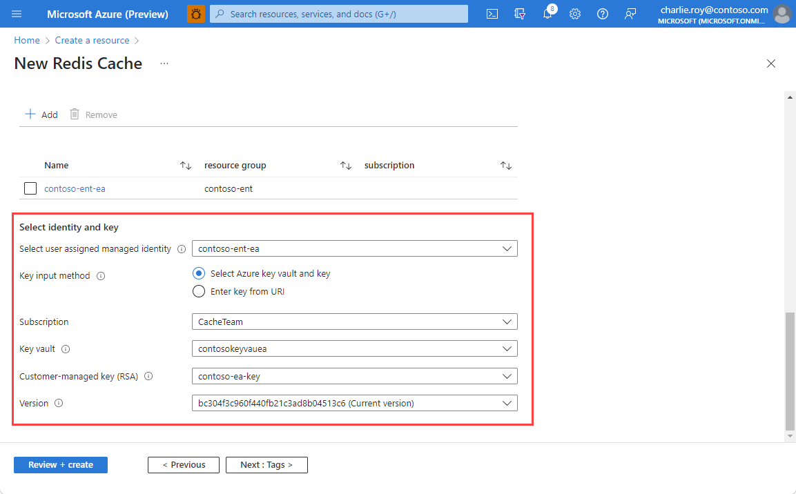 Configure Disk Encryption In Azure Managed Redis Preview Azure Managed Redis Microsoft Learn