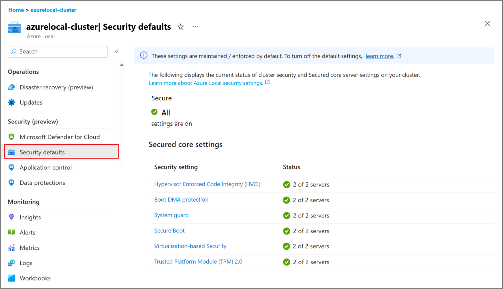 Manage Security Defaults On Azure Local Version 23h2 Azure Local Microsoft Learn
