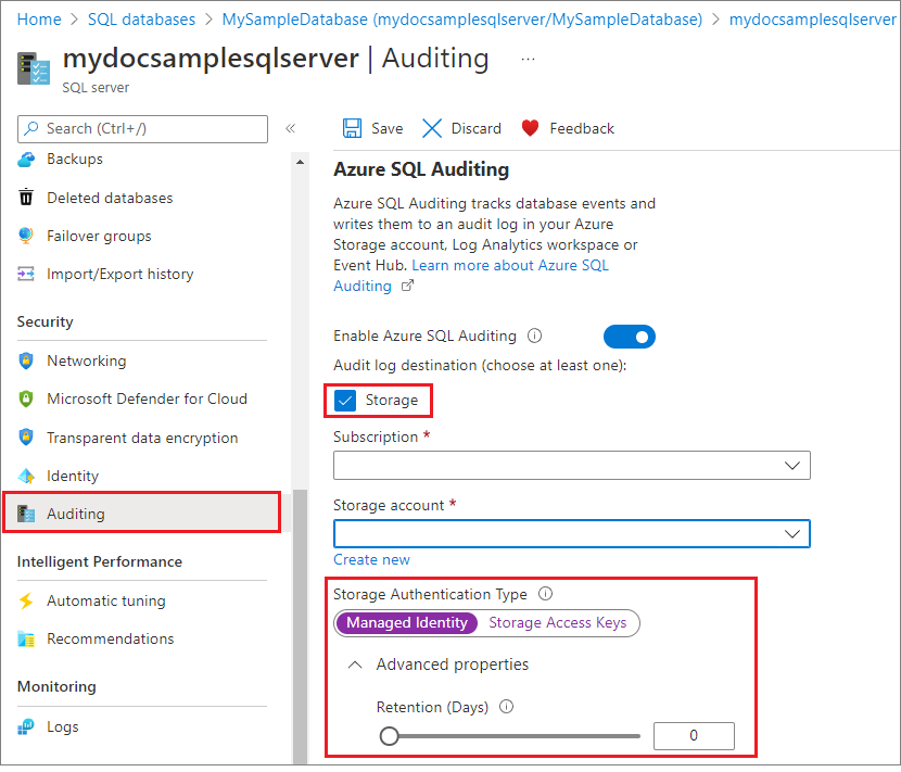 Set Up Auditing Azure Sql Database And Azure Synapse Analytics Microsoft Learn