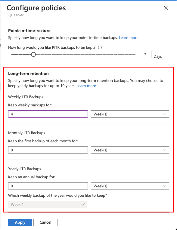 Azure Sql Database Manage Long Term Backup Retention Azure Sql