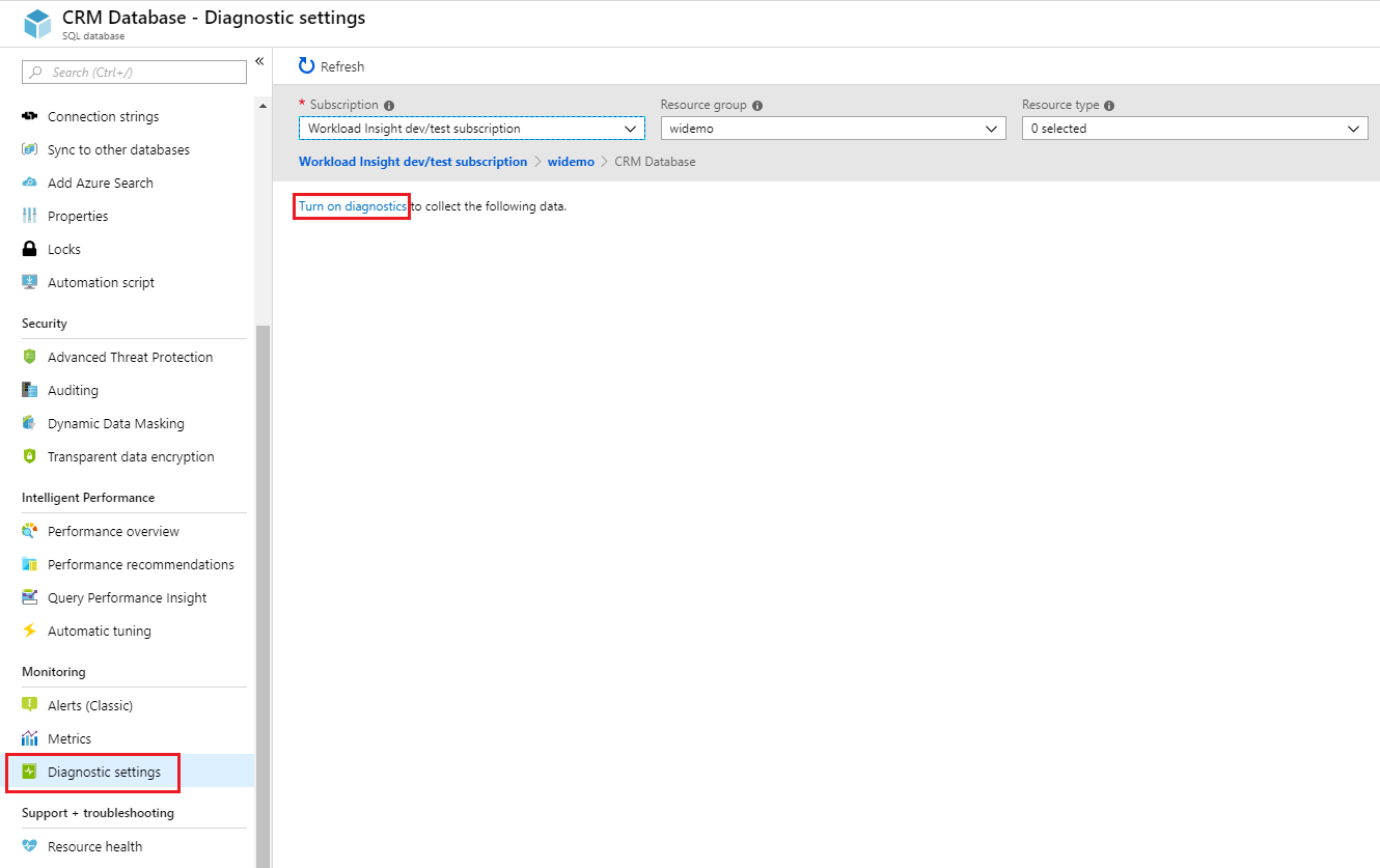 Configure Streaming Export Of Metrics And Resource Logs Azure Sql Database And Azure Sql Managed