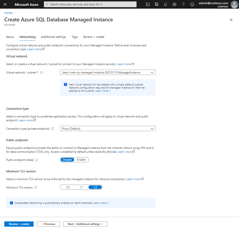 Quickstart Create An Azure Sql Managed Instance Portal Azure Sql Managed Instance