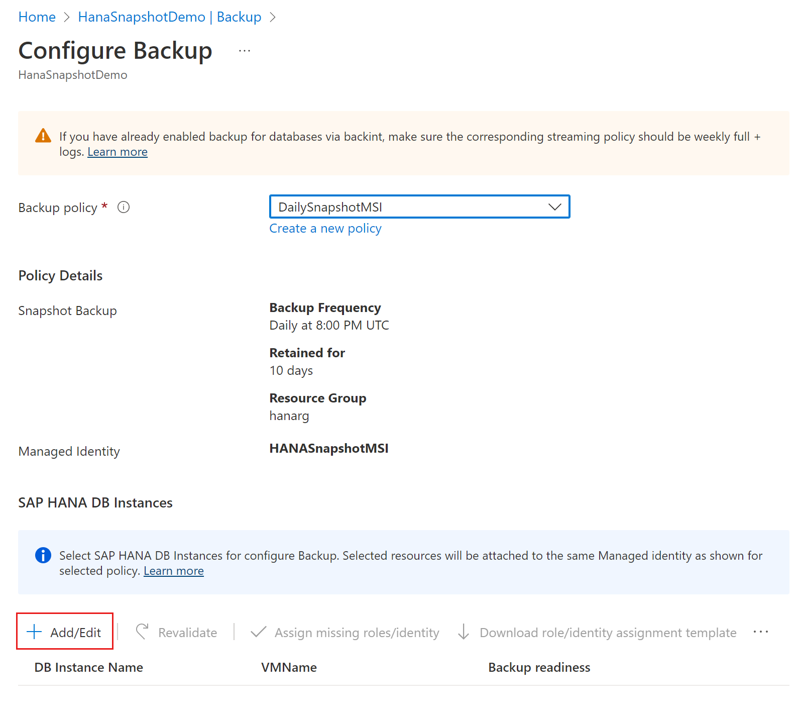 Back Up Sap Hana Database Instances On Azure Vms Azure Backup Microsoft Learn