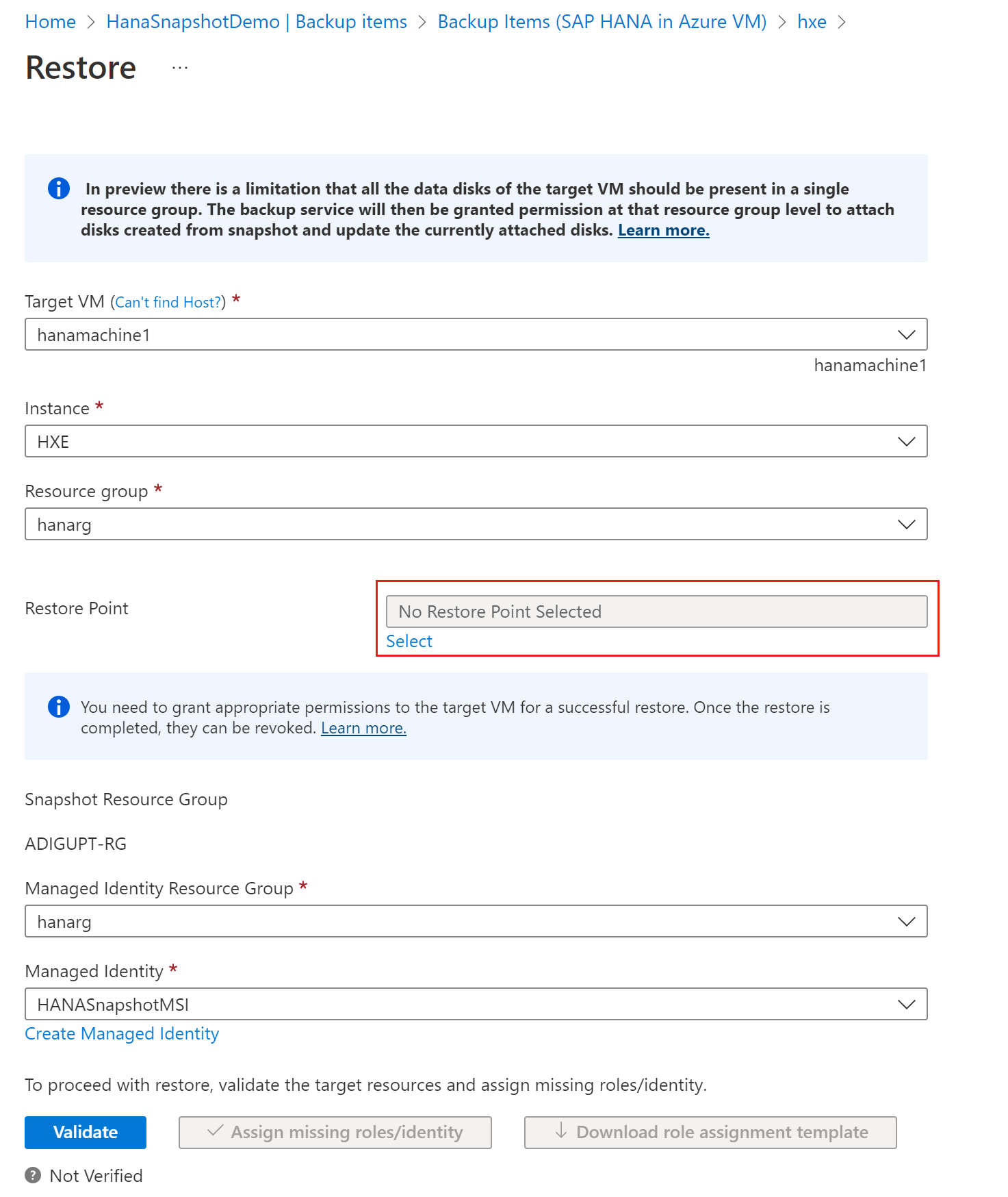 Restore Sap Hana Database Instances On Azure Vms Azure Backup Microsoft Learn