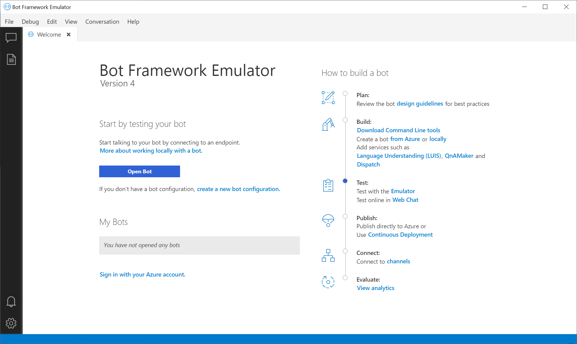 Test And Debug Bots Using The Bot Framework Emulator Bot Service Microsoft Learn