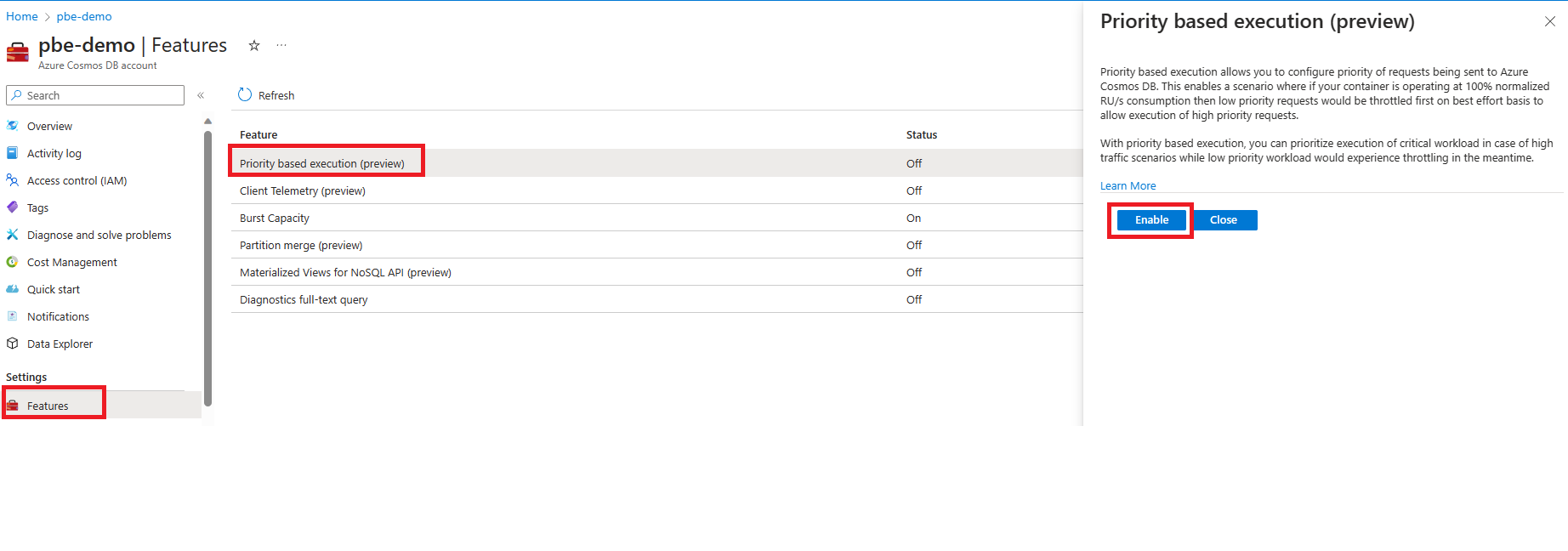 Priority Based Execution Preview Azure Cosmos Db Microsoft Learn
