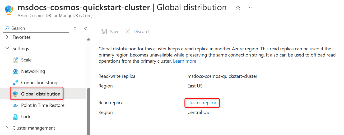 Create And Use A Cross Region Replica Azure Cosmos Db For Mongodb Vcore Microsoft Learn