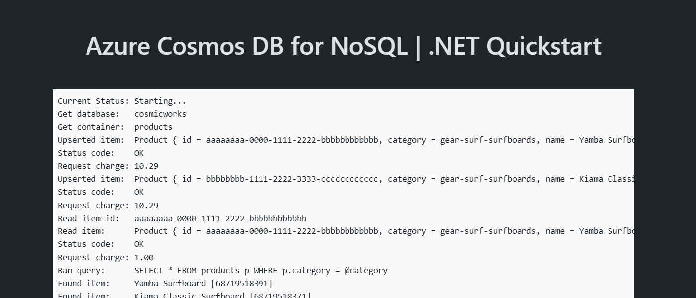 Quickstart Azure Sdk For Net Azure Cosmos Db For Nosql Microsoft
