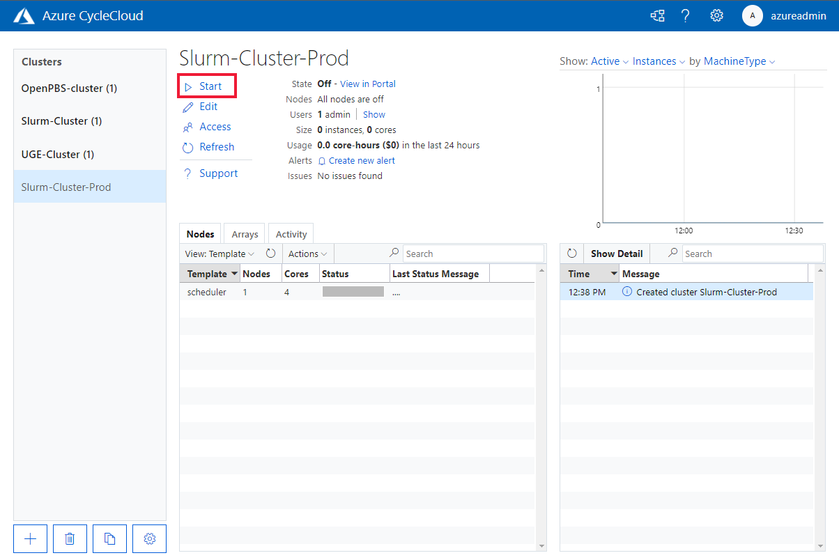Starting A Cluster Azure Cyclecloud Microsoft Learn