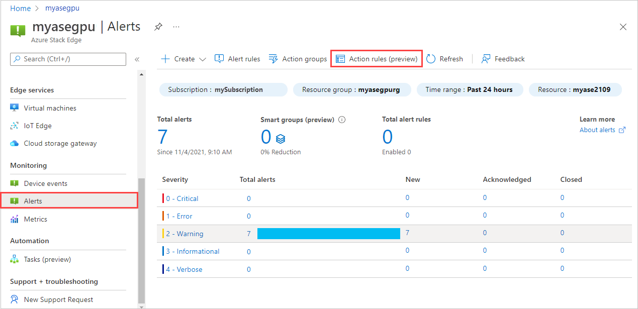 Use Action Rules To Manage Alert Notifications On Azure Stack Edge Devices Microsoft Learn