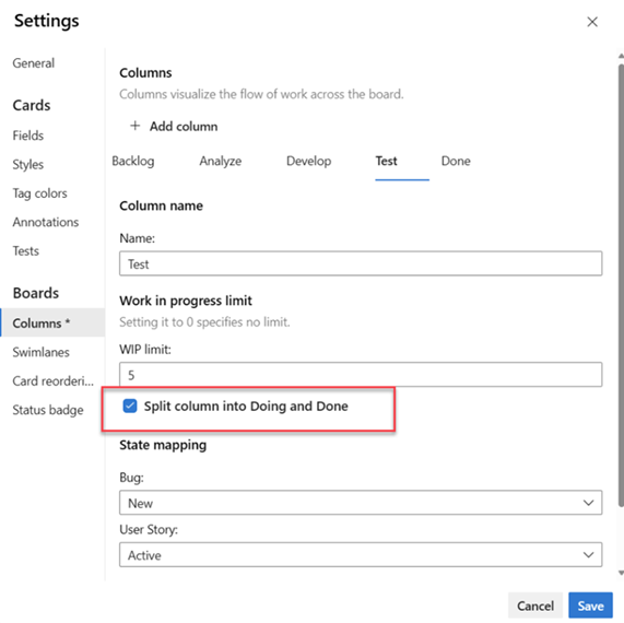 Manage Columns On Your Board Azure Boards Microsoft Learn