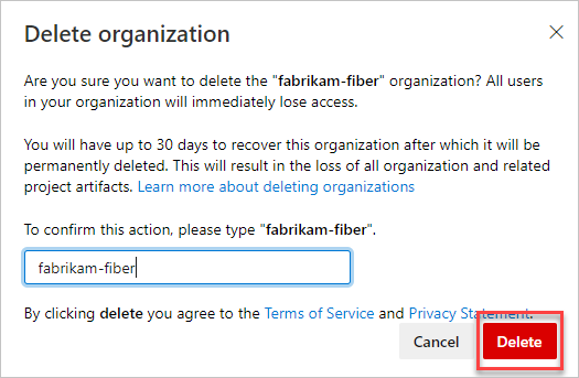 Delete Or Remove An Organization Azure Devops Services Microsoft Learn