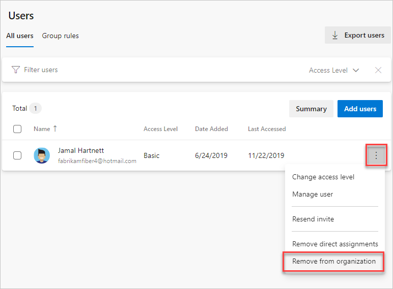 Delete Remove Users From Team Project Organization Azure Devops Microsoft Learn