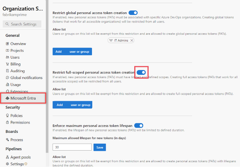Manage Personal Access Tokens Using Policies Azure Devops Microsoft Learn