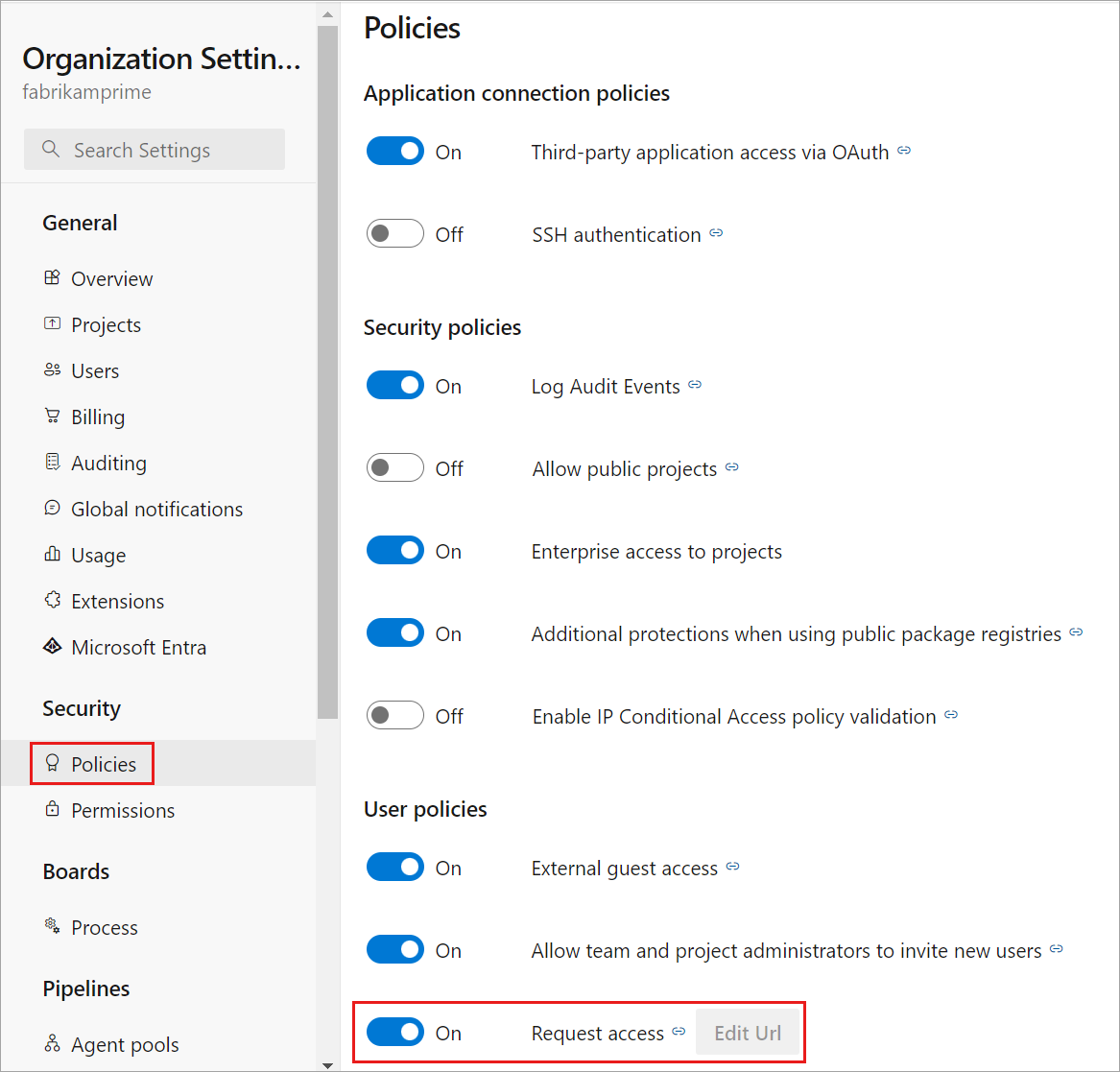 Disable Request Access Policy Azure Devops Services Microsoft Learn