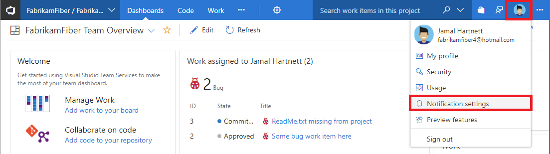 Navigate The Notifications Ui Azure Devops Microsoft Learn