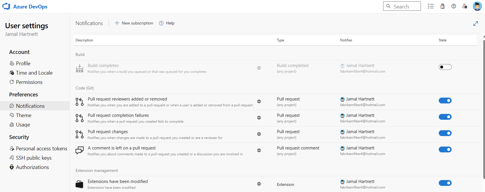 Manage Personal Notification Settings - Azure DevOps | Microsoft Learn Manage Personal Notification Settings - Azure DevOps | Microsoft Learn