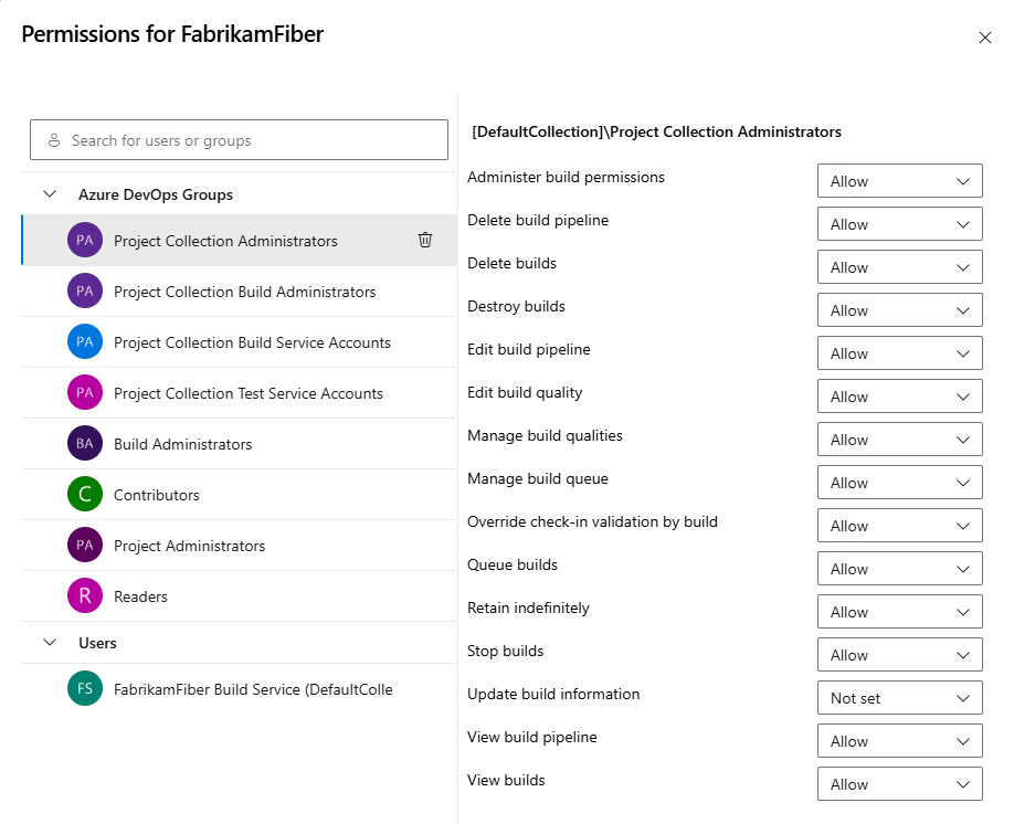Permissions Security Groups And Service Accounts Reference Azure Devops Microsoft Learn