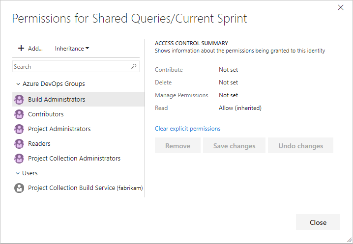 Permissions Security Groups And Service Accounts Reference Azure Devops Microsoft Learn