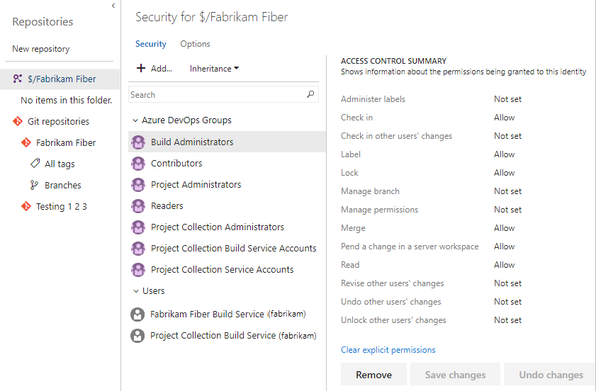 Permissions Security Groups And Service Accounts Reference Azure Devops Microsoft Learn