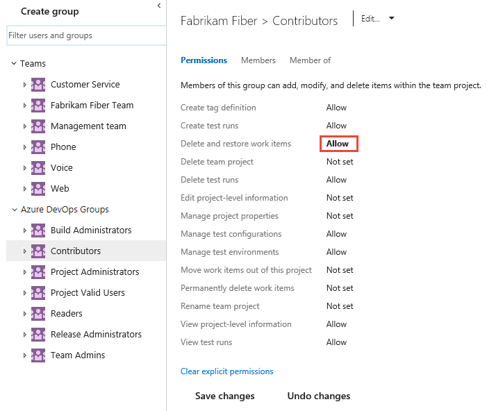 Change project-level permissions or group membership - Azure DevOps ... Change project-level permissions or group membership - Azure DevOps ...