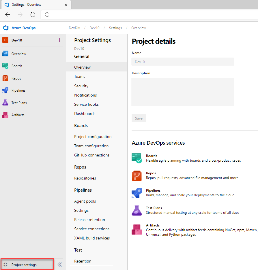 Settings Overview For Azure Devops Azure Devops Microsoft Learn