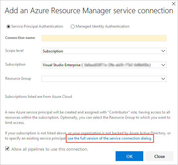 Use An Azure Resource Manager Service Connection Azure Pipelines