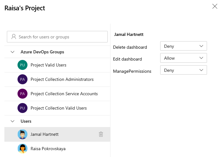 Set dashboard permissions for team members - Azure DevOps | Microsoft Learn Set dashboard permissions for team members - Azure DevOps | Microsoft Learn