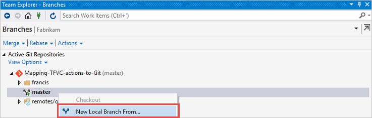 Map Tfvc Actions To Git Azure Repos Microsoft Learn