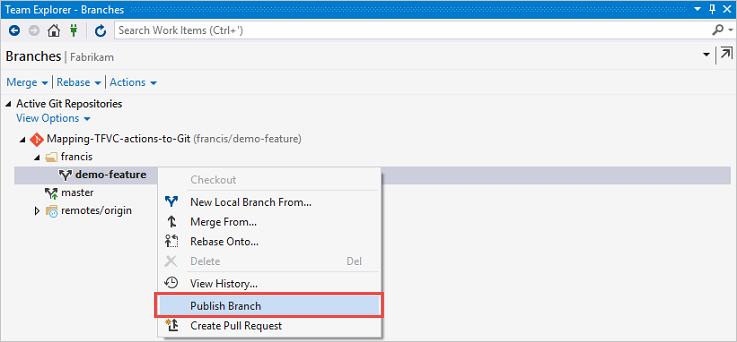 Map Tfvc Actions To Git Azure Repos Microsoft Learn