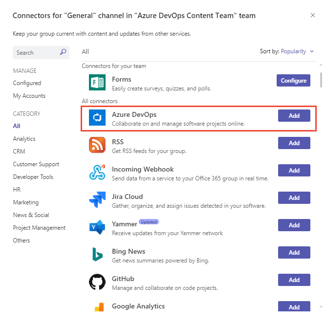 Create a service hook Microsoft Teams - Azure DevOps Server | Microsoft ... Create a service hook Microsoft Teams - Azure DevOps Server | Microsoft ...