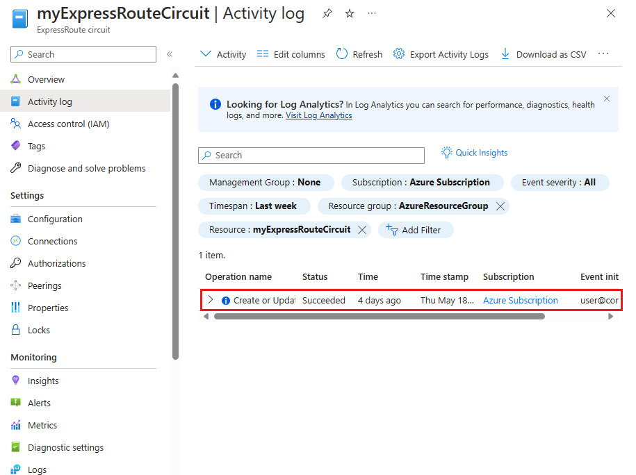 Get operation correlation ID from Activity Log - Azure ExpressRoute ... Get operation correlation ID from Activity Log - Azure ExpressRoute ...