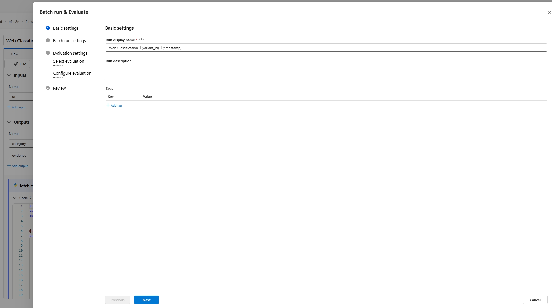 Submit batch run and evaluate a flow (classic) - Microsoft Foundry ...