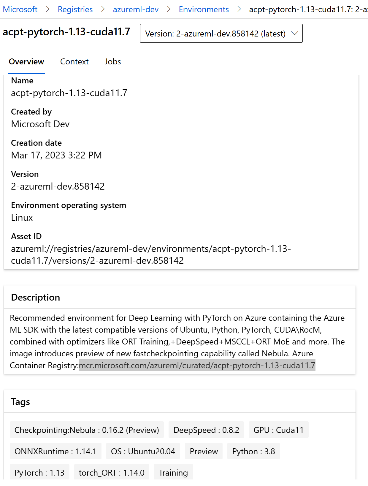 How To Create Azure Container For Pytorch Custom Curated Environment Azure Machine Learning