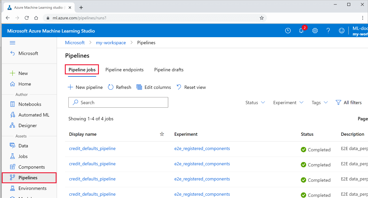 Create and run ML pipelines - Azure Machine Learning | Microsoft Learn Create and run ML pipelines - Azure Machine Learning | Microsoft Learn